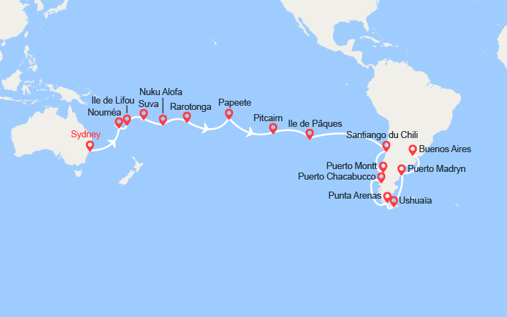 Croisière Tronçon du Tour du Monde 2026 : de Sydney à Buenos Aires avec ...