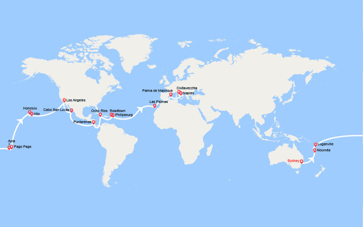 Croisière Tronçon du Tour du Monde 2027 : De Sydney à Civitavecchia ...